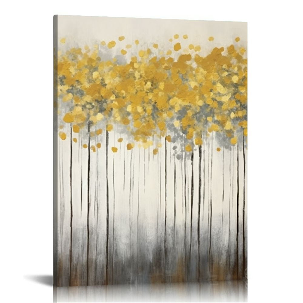 COMIO summer melody Bedroom Abstract Canvas Wall Art Gold Modern Landscape Picture Autumn Yellow ...