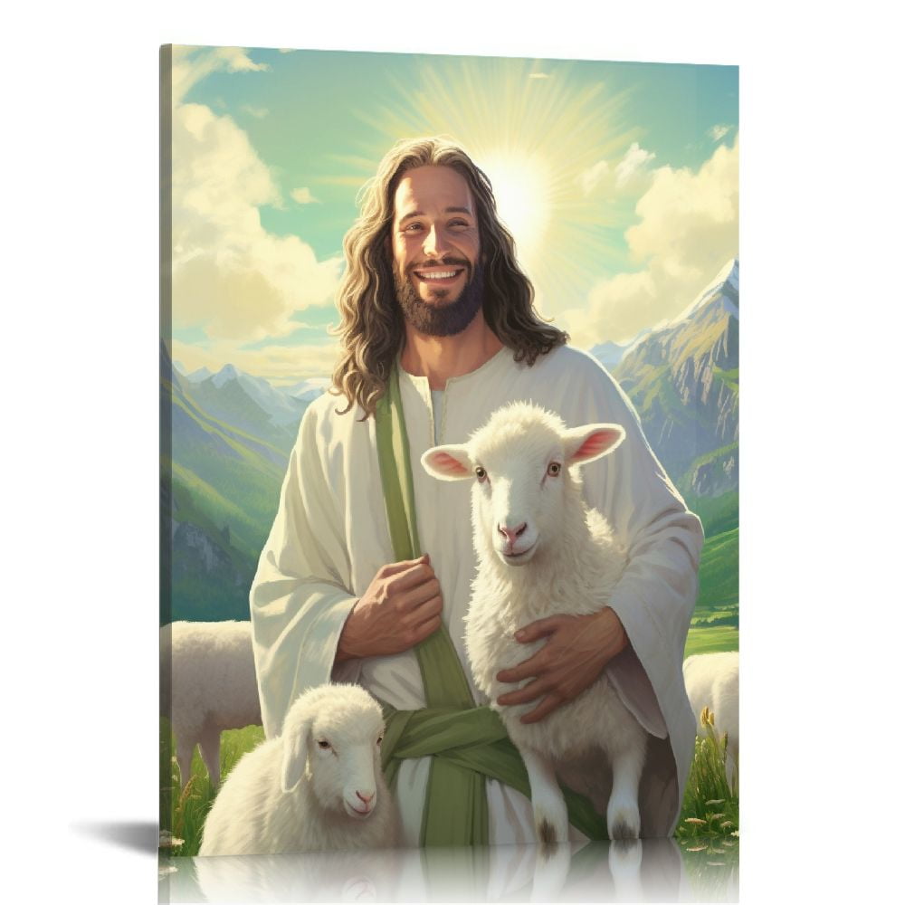 COMIO vandlife Jesus Canvas Wall Art Soothe Wounded Lamb Artwork Print ...