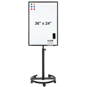 Costway Portable Large Rolling Mobile Whiteboard 40'' x 26'' Adjustable ...