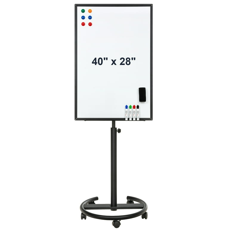 COMIX Mobile Whiteboard 40 x 28 inches Magnetic White Board with Stand Height Adjust
