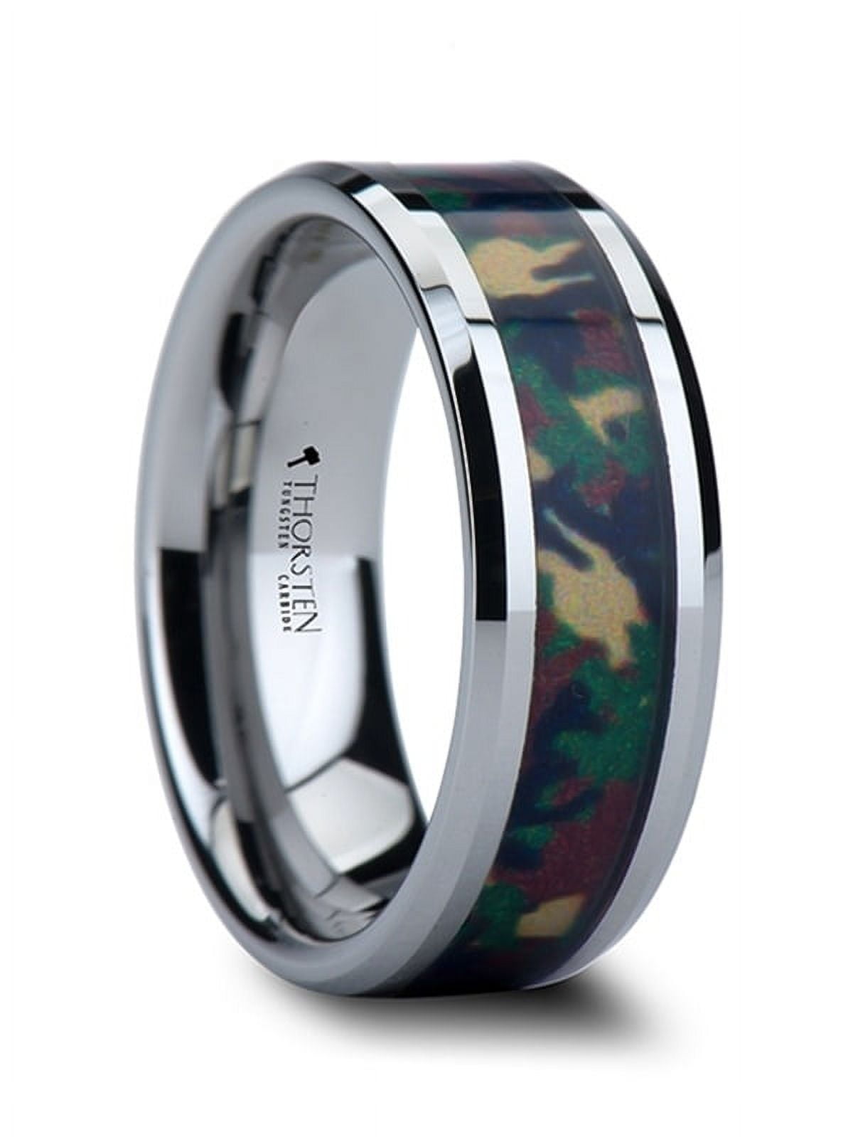 COMMANDO Tungsten Wedding Ring with Military Style Jungle Camouflage ...