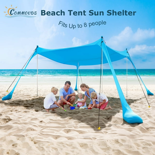 Free Shipping! COMMOUDS Beach Tent Canopy, UPF50+ Portable Pop-up Sun ...