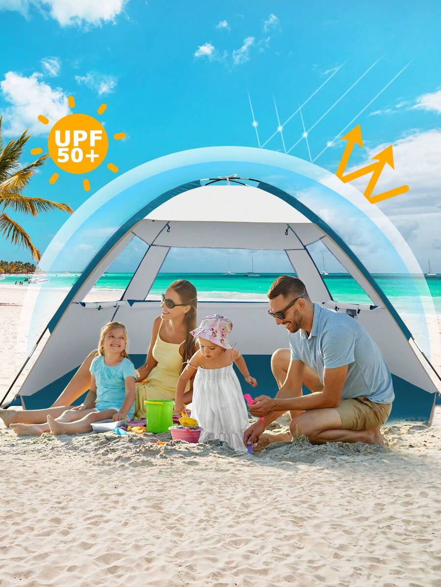 COMMOUDS Beach Tent Sun Shade, UPF 50+ Canopy Shelter For 3-10 People ...