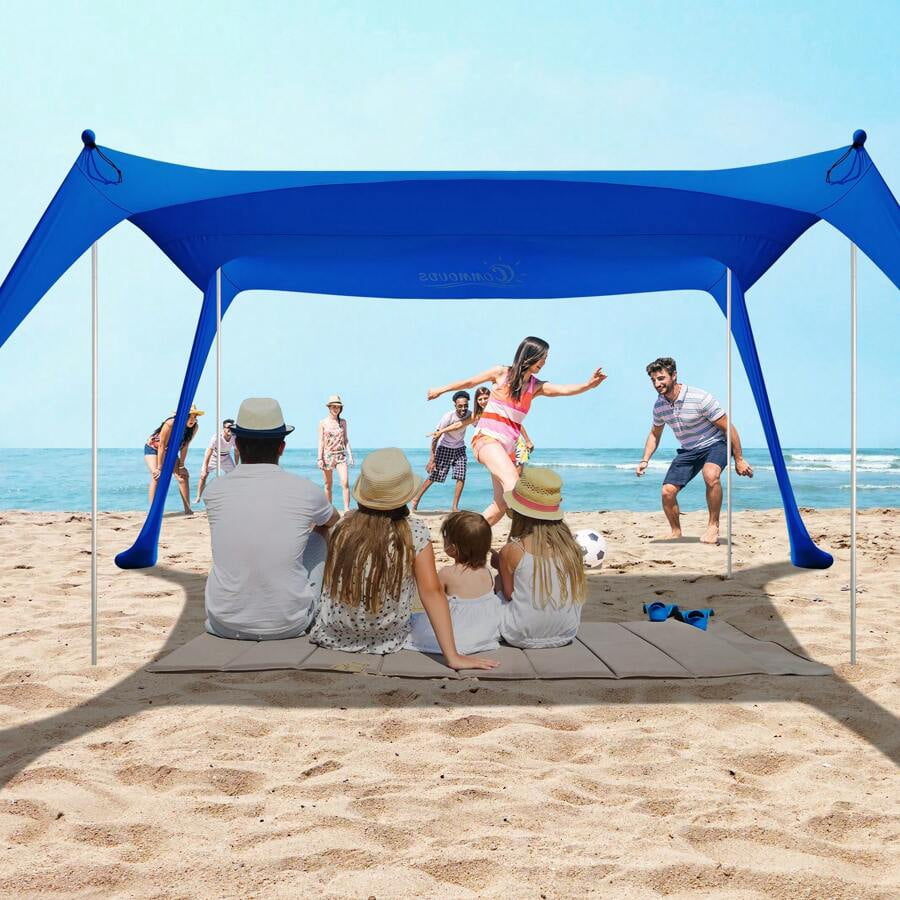 COMMOUDS Beach Tent Sun Shelter - UPF 50+ Portable Beach Canopy With ...