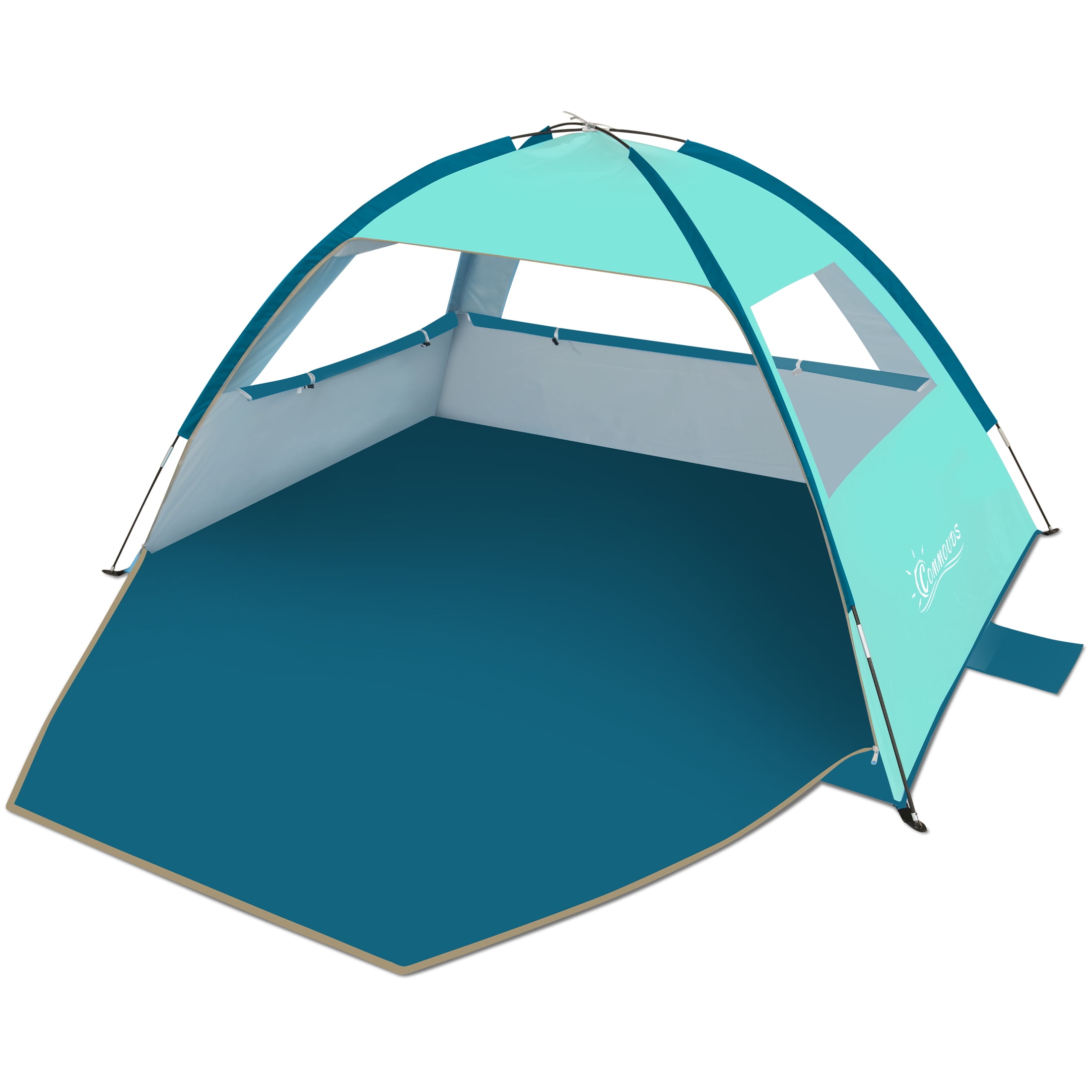 COMMOUDS Beach Tent for 3 Person, Easy Set-up Sunshade Canopy, UPF 50 ...