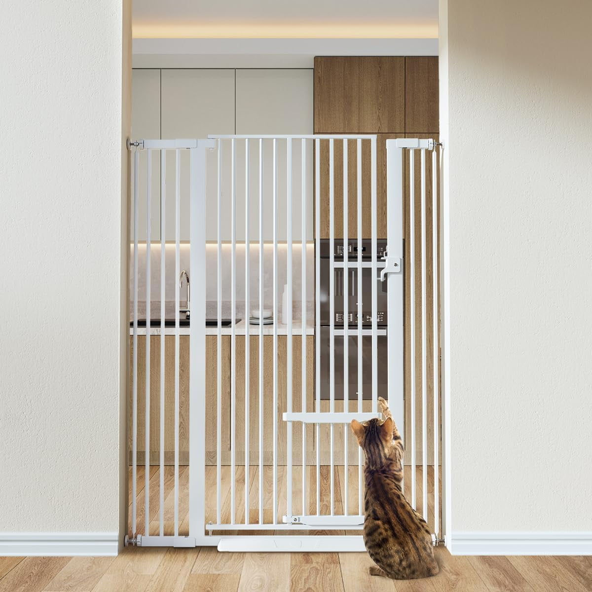 COMOMY 55.1" Extra Tall & Wide Pet Gate for Cats, 29.5-40.6" Adjustable ...