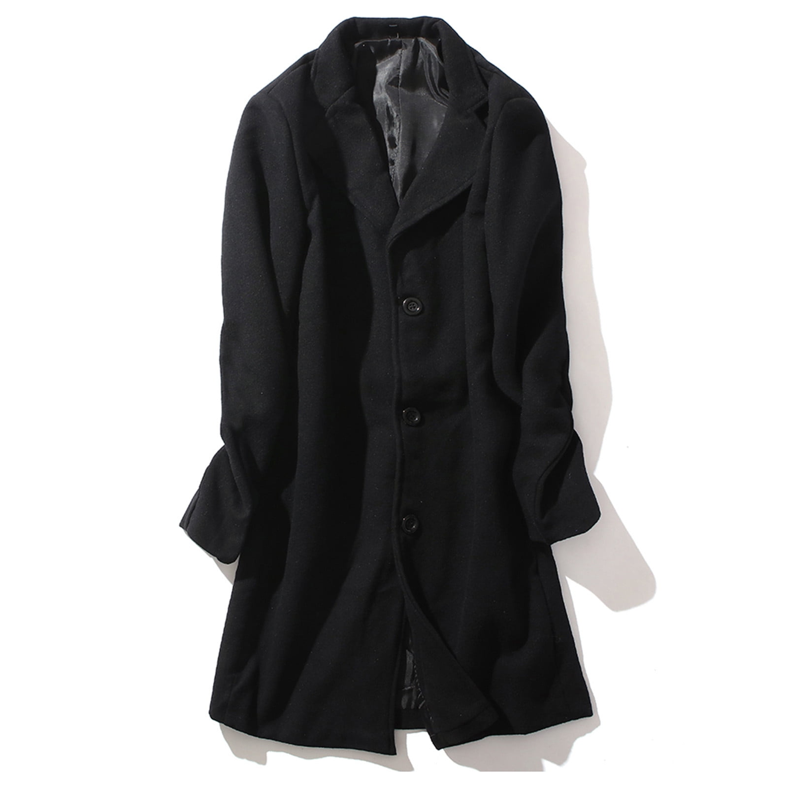 COMOREBI Trench Coat Men Solid Medium Long Casual Long Sleeve Turndown ...