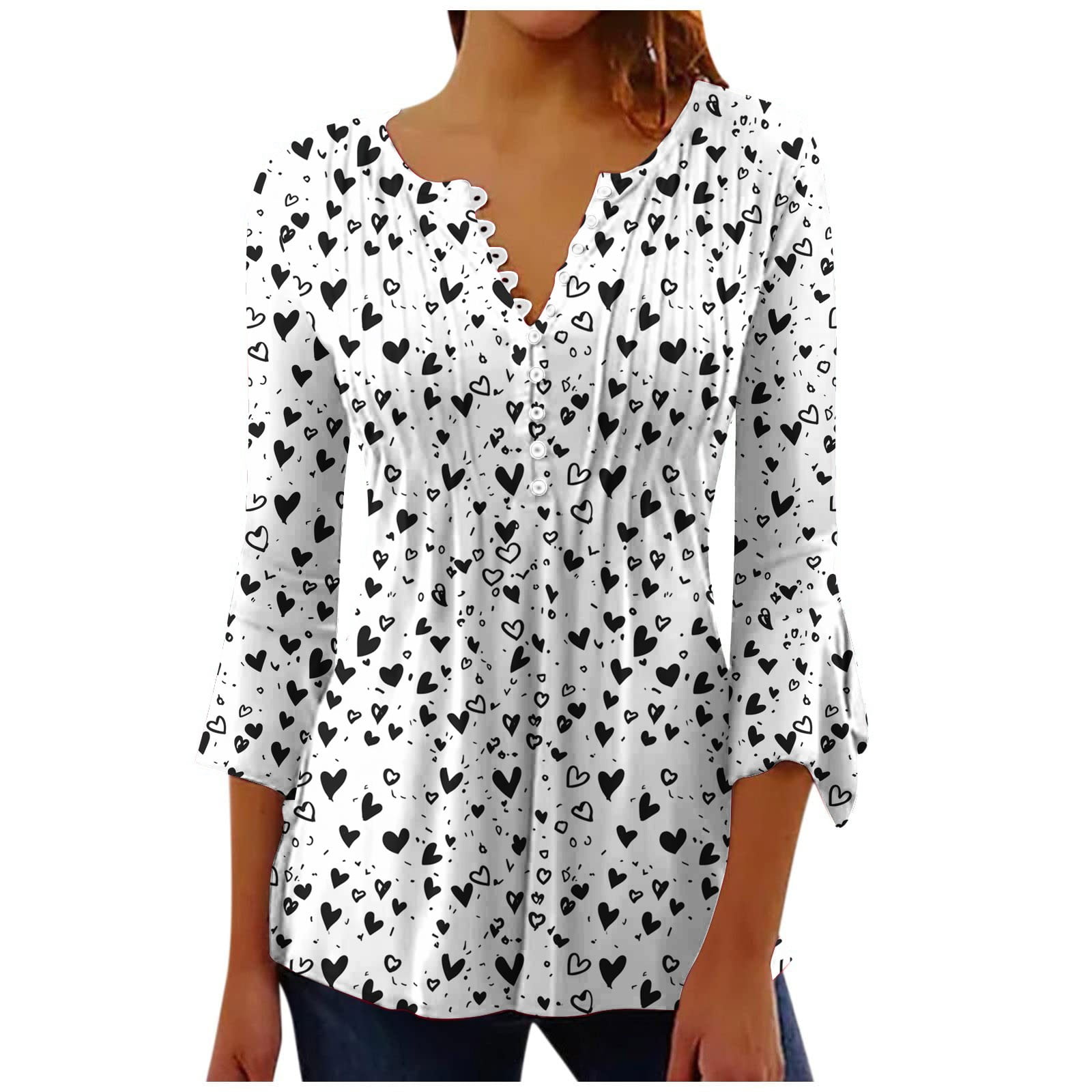 COMOREBI Women's Spring Tops And Blouses Ladies' Casual Button Flower ...