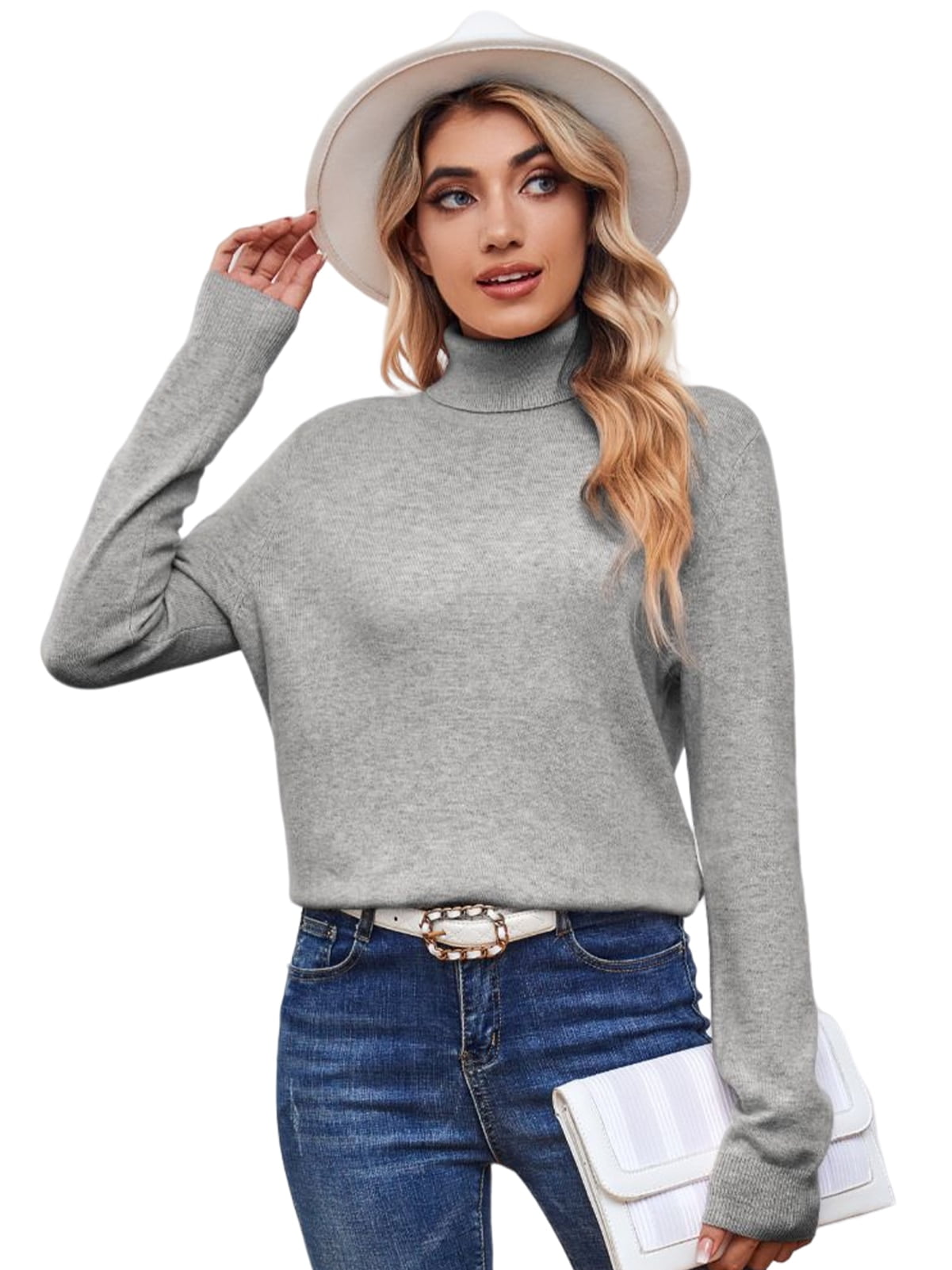 COMOSOFFER Turtleneck Essentials: Gray Lightweight, Soft, Long Sleeve ...