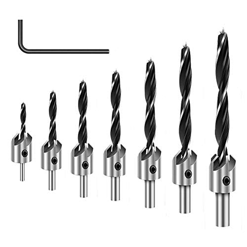 COMOWARE Countersink Drill Bits Set- 7Pcs Counter Sink Bit for Wood ...