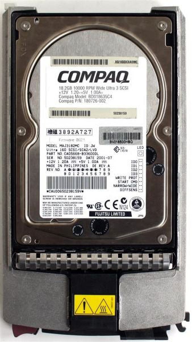 COMPAQ 18.2GB 10K U3 SCSI HDD, BD018635C4, 180726-002, MAJ3182MC ...