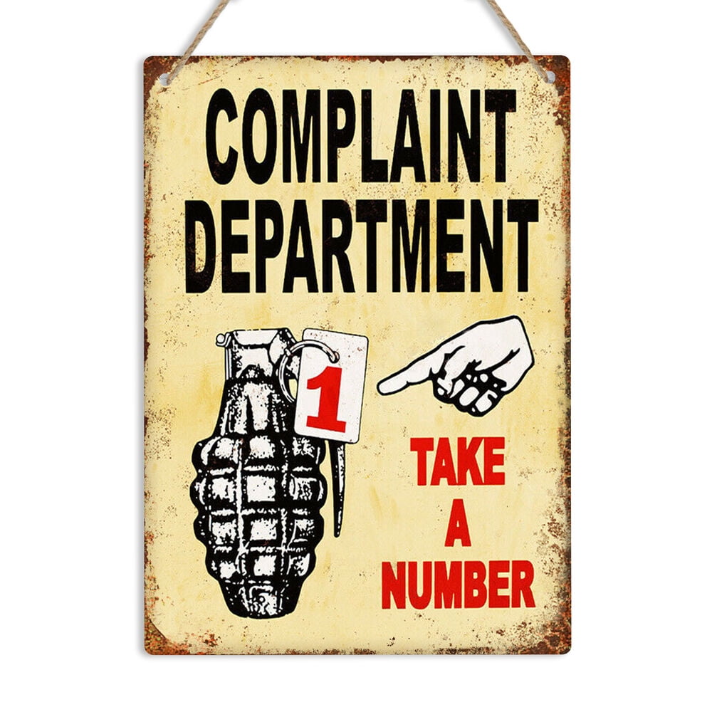 COMPLAINT DEPARTMENT Funny Retro Metal Wall Aluminum Sign Plaque Office ...