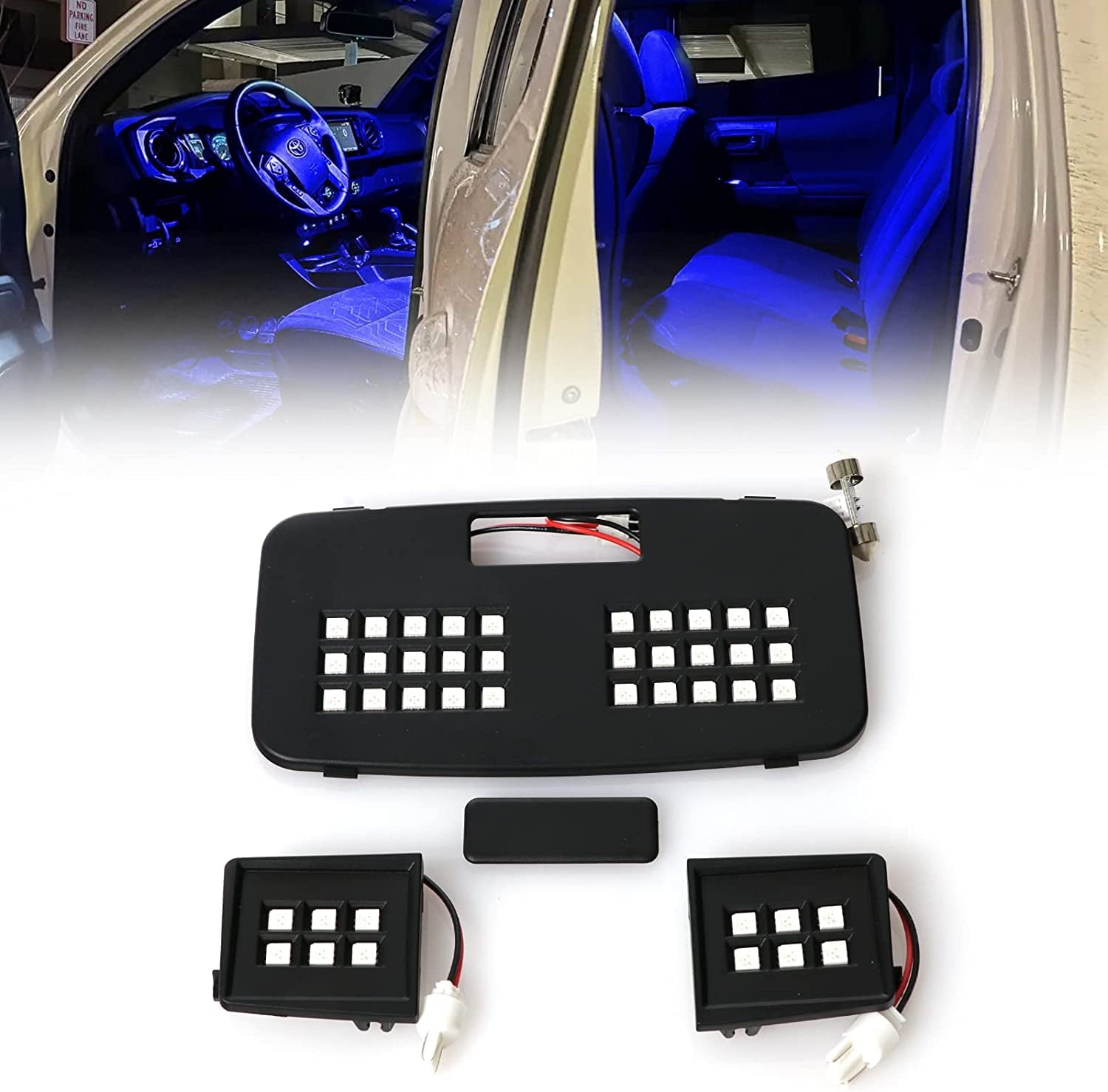 COMPLETE Interior LED Center Dome Light Panel (30 LEDs) + x2 Front Map ...