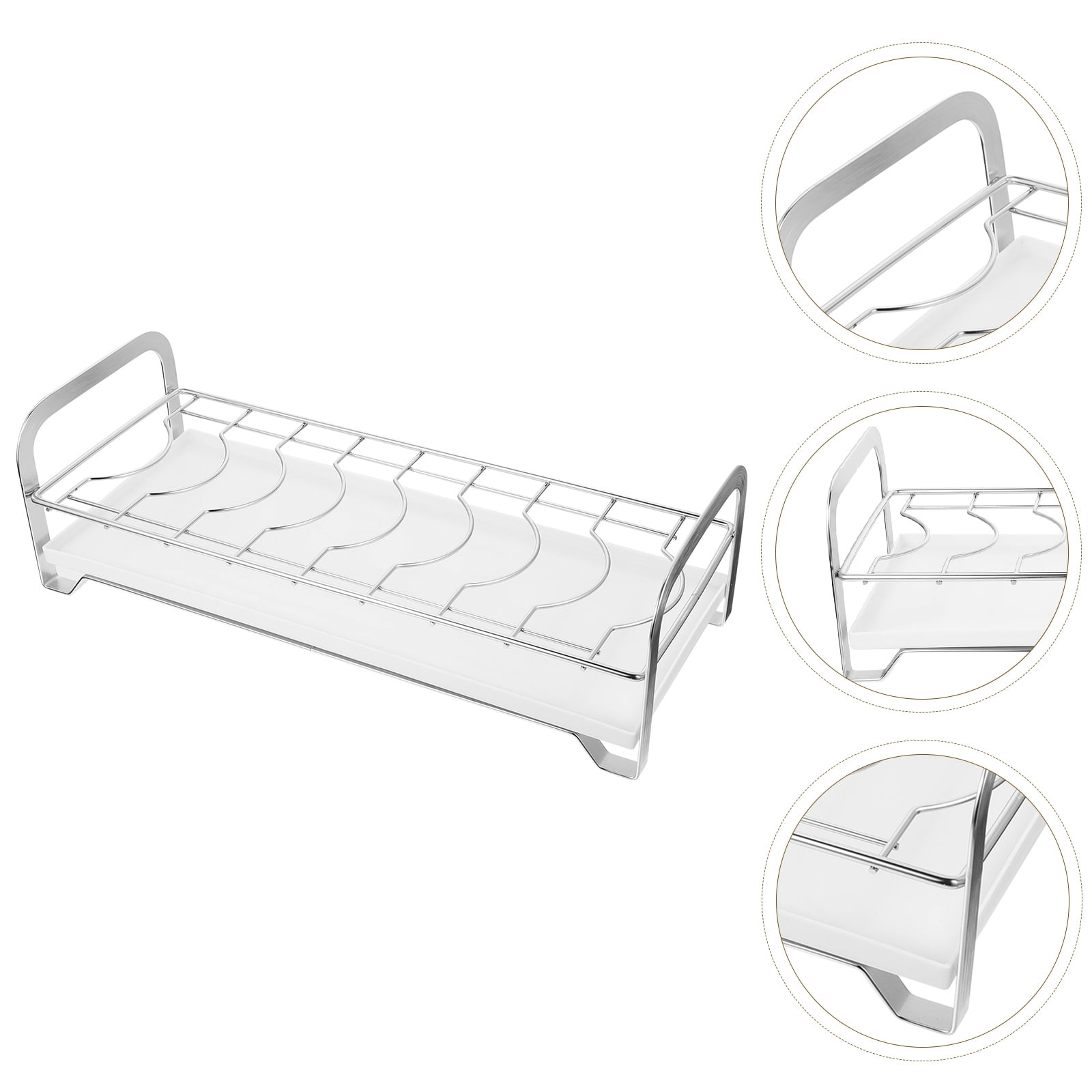 COMPUKAS 1 Set Stainless Dish Rack Silver Transparent 34.50X14.00X10 ...