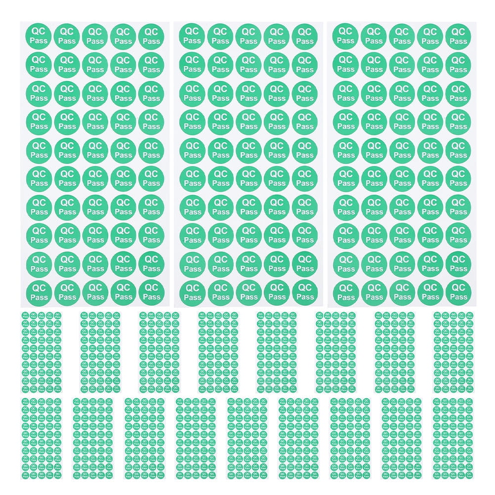 COMPUKAS 1000Pack QC Label Stickers Round Light Green Adhesive Passed ...
