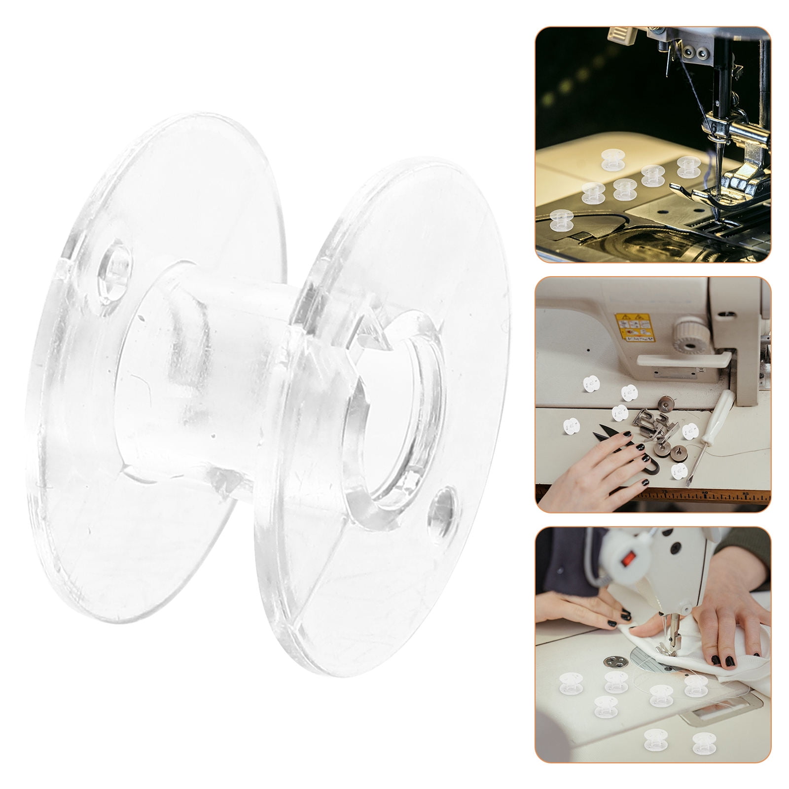 COMPUKAS 100Pack Transparent Sewing Bobbins for Sewing Machine Smooth ...