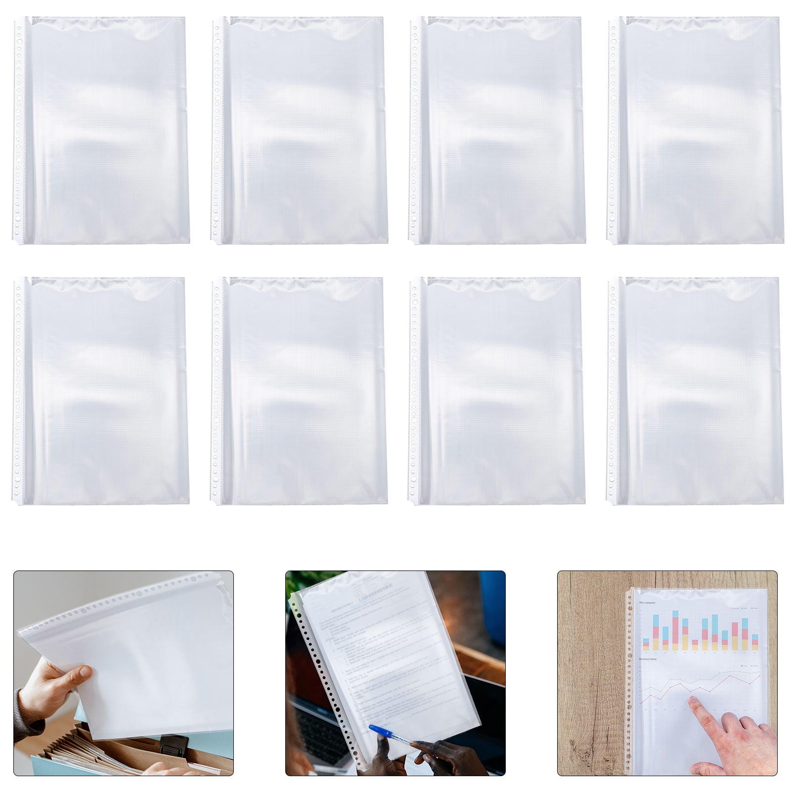 COMPUKAS 100Pcs Clear Binder Pockets for Document Protection Flat ...