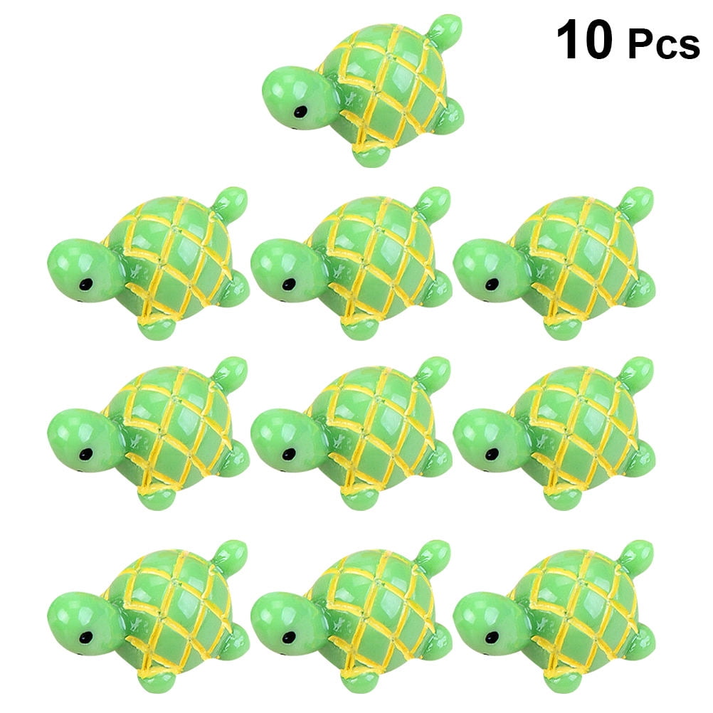 COMPUKAS 10Pack Miniature Turtle Figurines Green Resin Animal ...