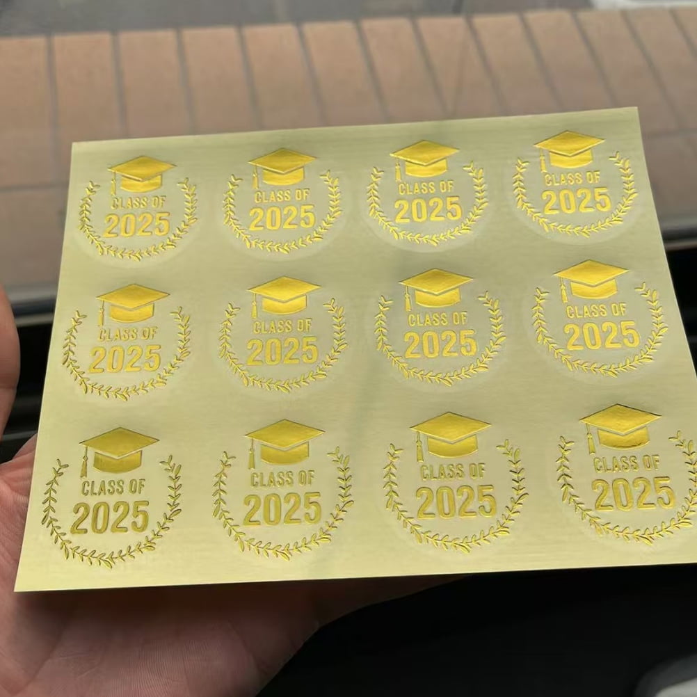 COMPUKAS 10Pcs Gold Foil Graduation Cap Stickers for Envelopes ...