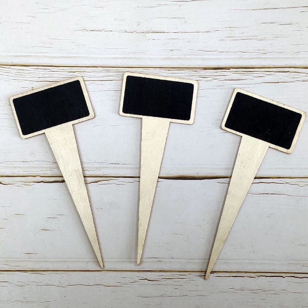 COMPUKAS 12Pcs Chalkboard Picks Beige Wood Name Stakes for DIY ...