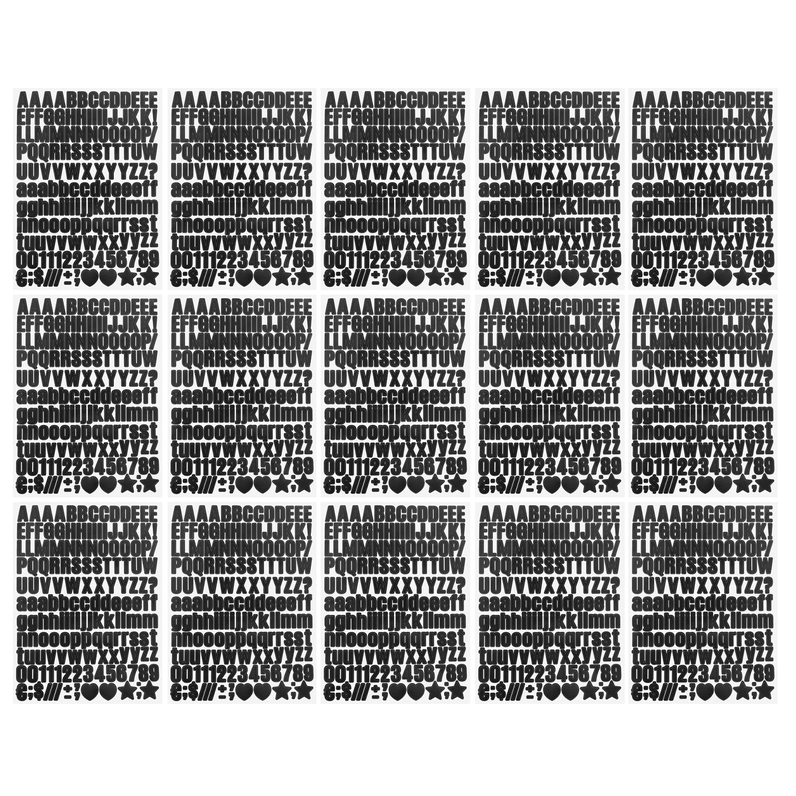COMPUKAS Compukas 15 Sheets Self-Adhesive Black Letter Number Stickers ...