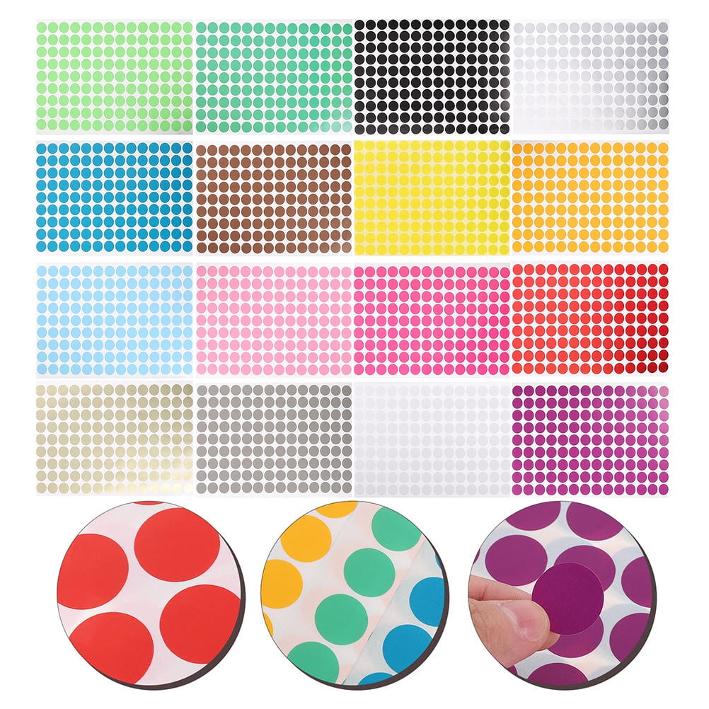 COMPUKAS 16 Sheets Round Stickers for Labeling Multi Adhesive Sticker ...