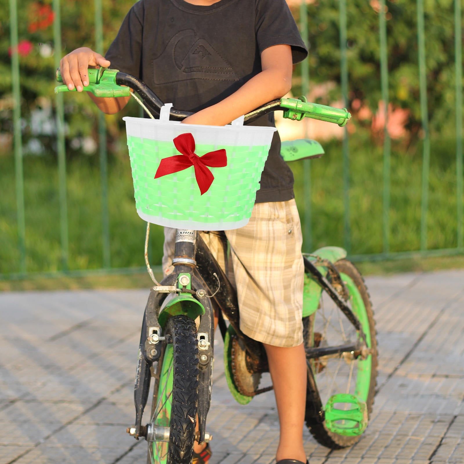 COMPUKAS 1Pack Green Scooter Bike Basket for Kids Bicycles with Storage ...