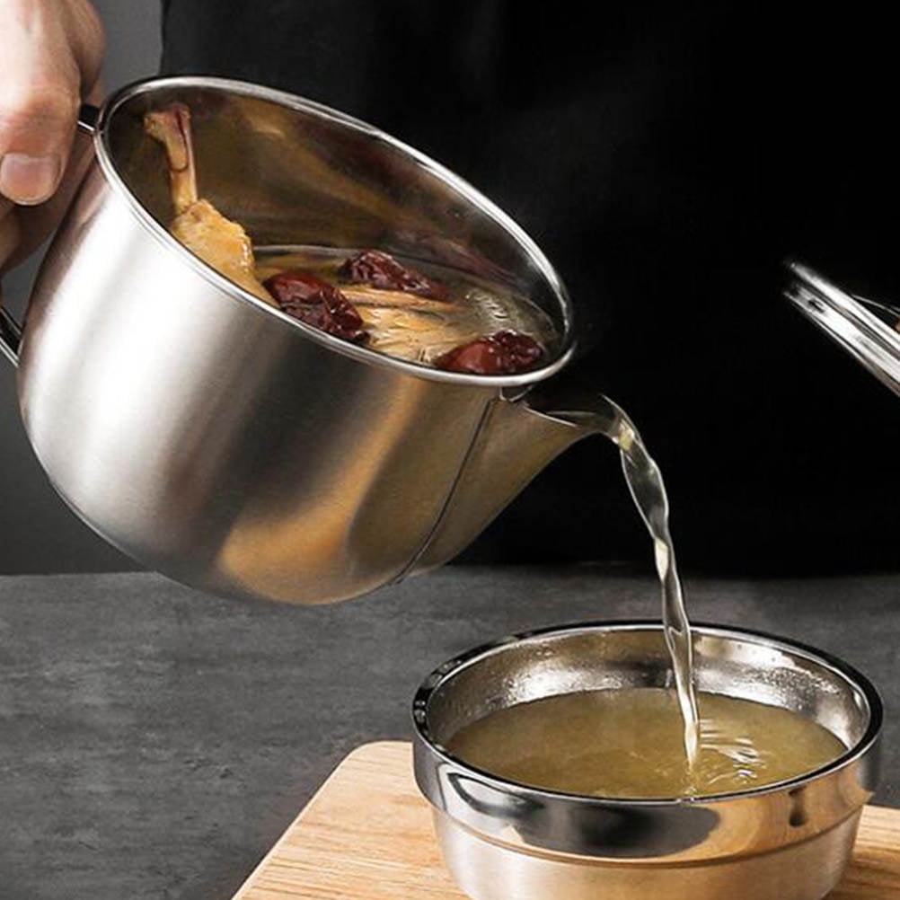 COMPUKAS 1Pack Oil Filter Pot Fat Strainer Separator 15x5.5in Stainless ...