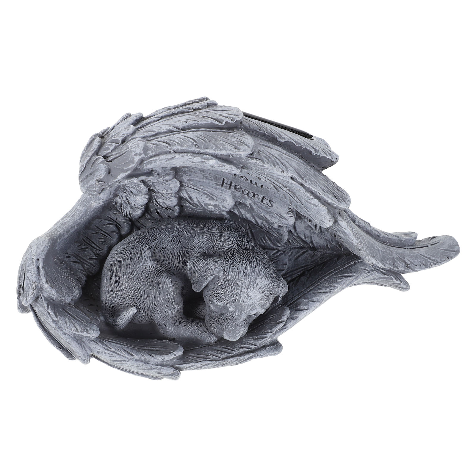 COMPUKAS 1Pack Puppy Garden Statue Dog Memorial Statue Grey Resin Solar ...