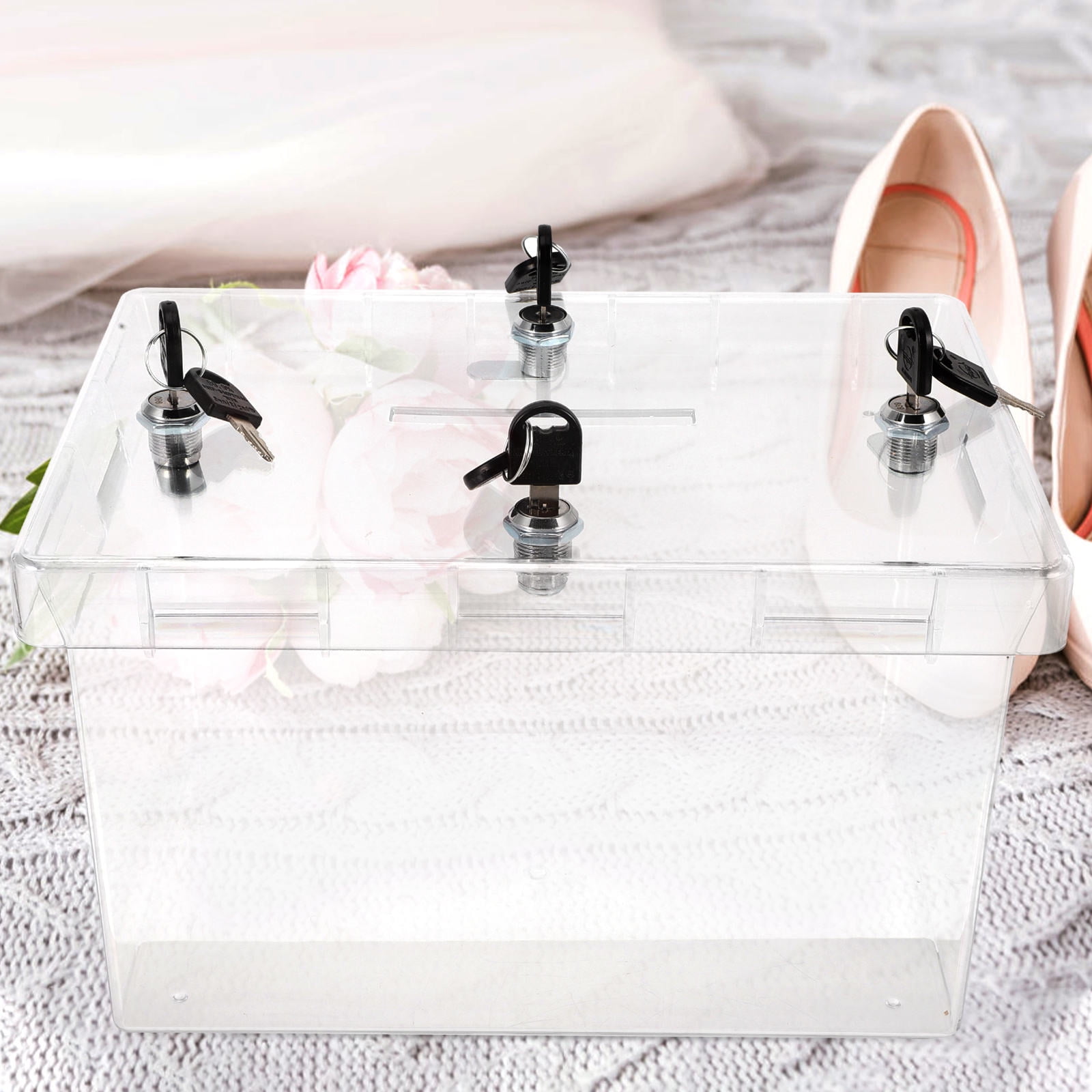 COMPUKAS 1Pack Wedding Card Boxes for Reception Acrylic Clear with and ...