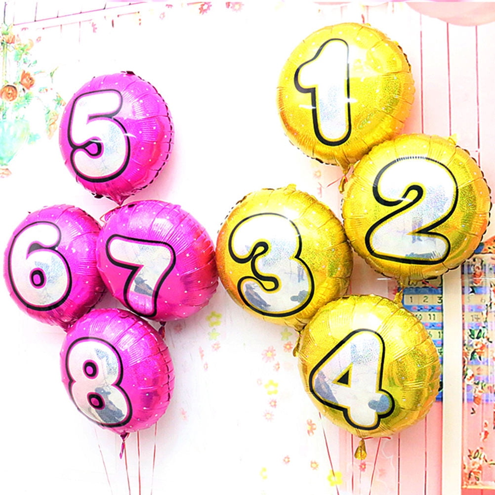 COMPUKAS 1Pcs Number 7 Helium Balloons Gold Circular for Birthday Party ...
