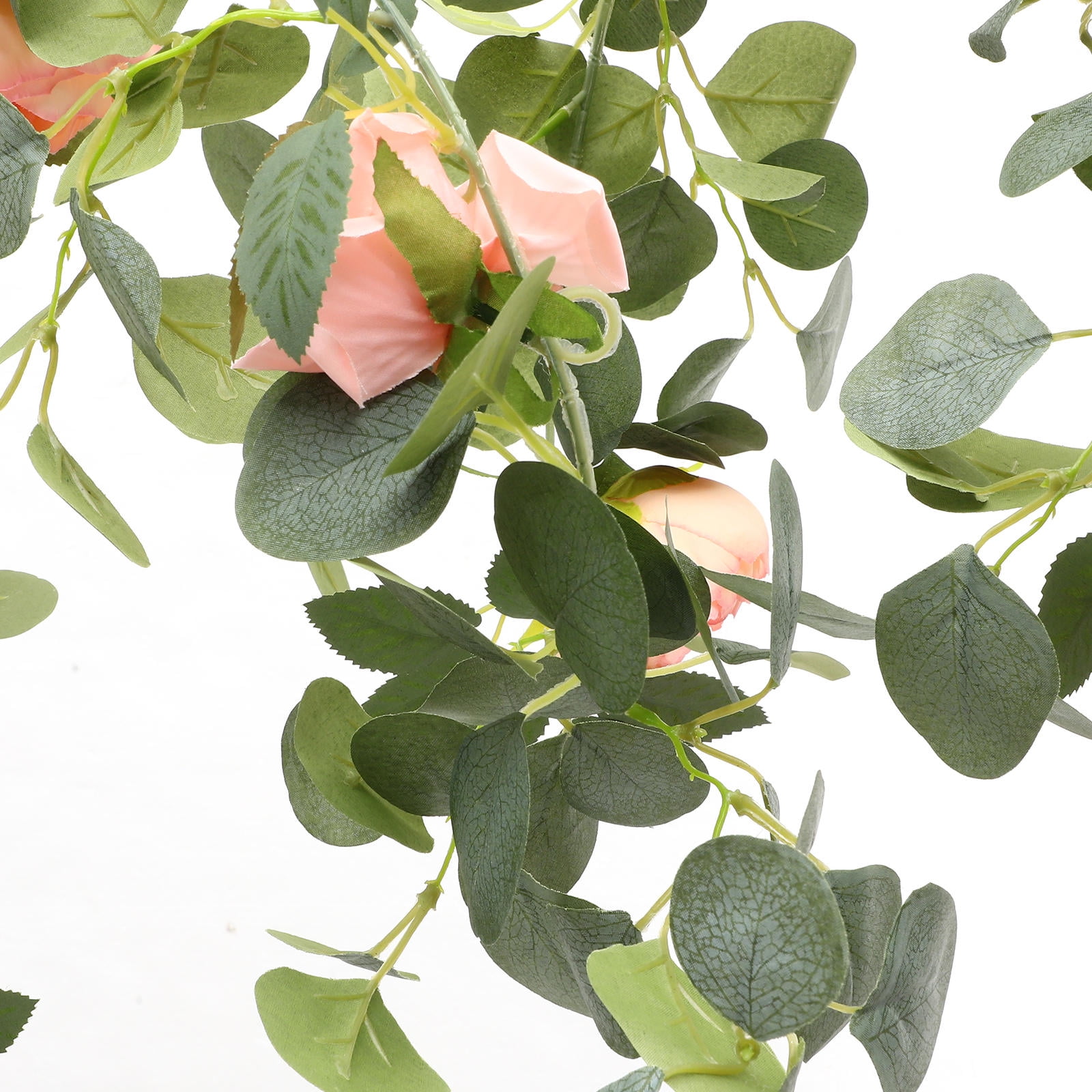 COMPUKAS 1Pcs Pink Eucalyptus Rose Garland Vine Round Plastic Simulated ...
