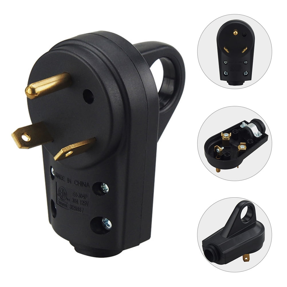 COMPUKAS motorhome parts and accessories RV Plug 30 Amp Black 1Pack for ...