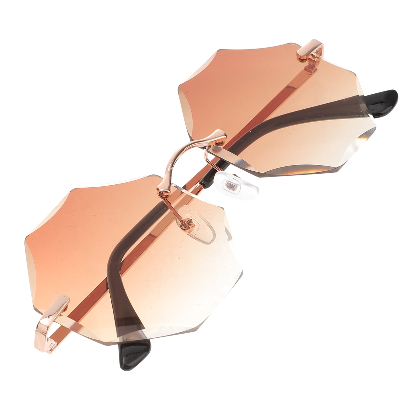 COMPUKAS 1Piece Stylish Rimless Sunglasses with Gold Gradient Lens and ...