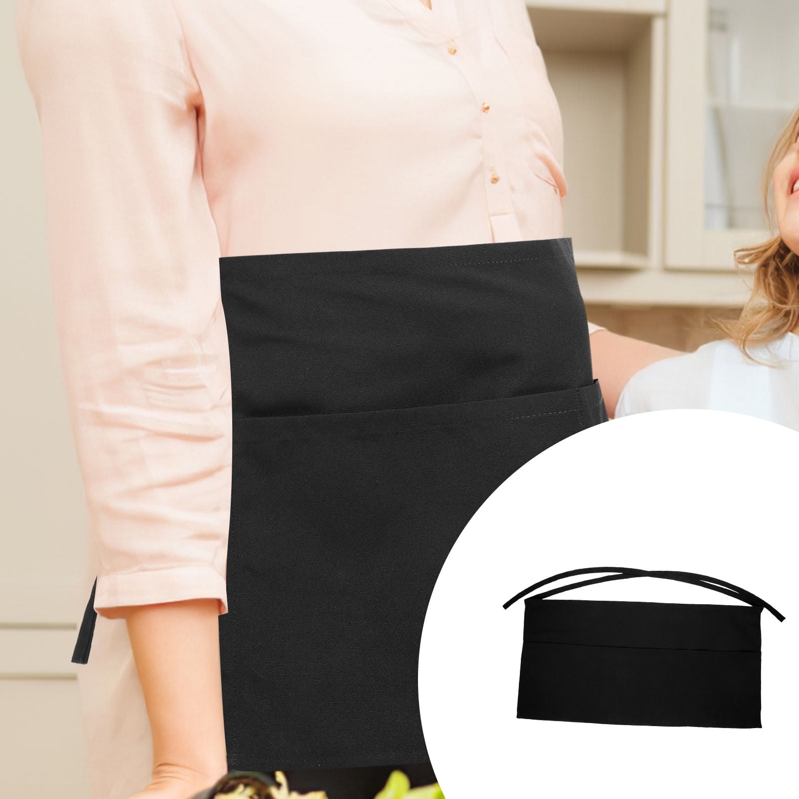 COMPUKAS 1Set Canteen Server Apron Black Cotton Polyester Women Use ...