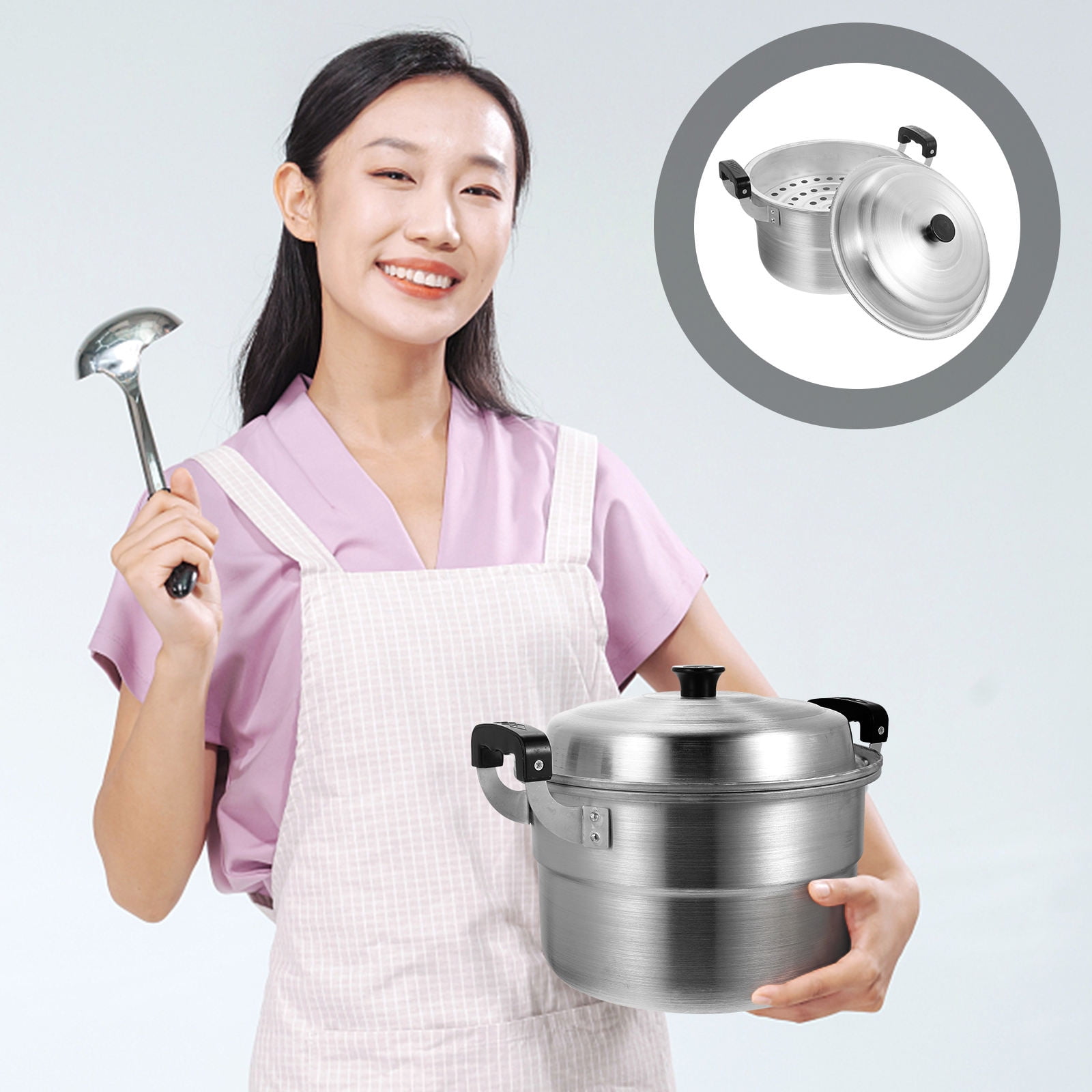 COMPUKAS 1Set Steamer Pot For Steaming And Boiling Water Round Shape ...