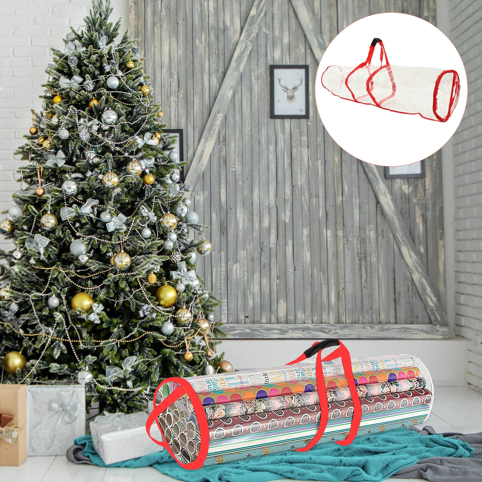 COMPUKAS Christmas Wrapping Paper Storage Containers Wrapping Paper Bag ...