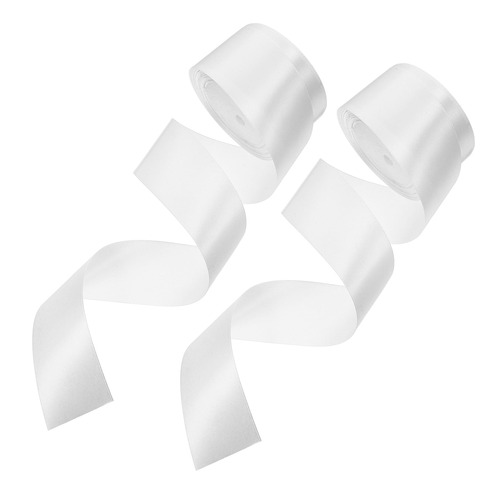 COMPUKAS 2 Rolls Ribbon for Wrapping White Polyester Elegant Design for ...