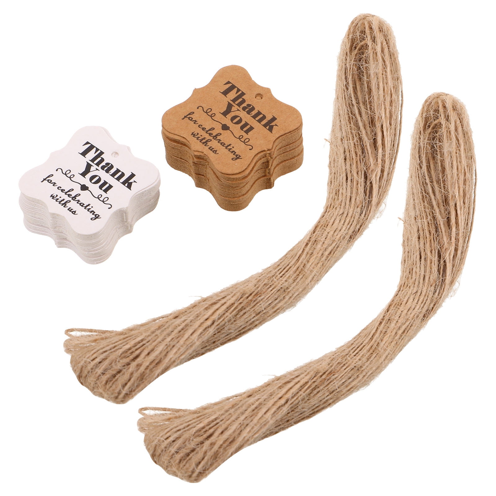 COMPUKAS 2 Strings of 20m Hemp Rope Thank You Paper Labels for ...