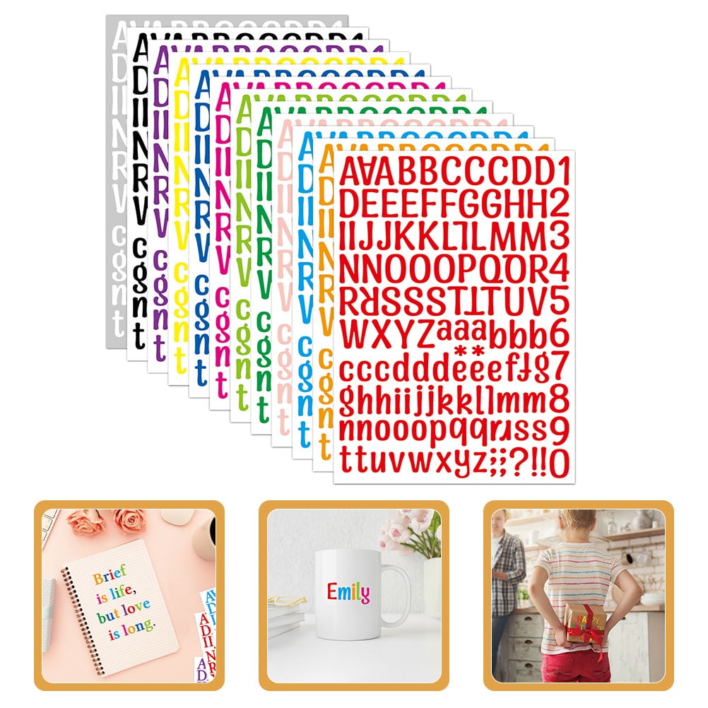 COMPUKAS 24 Sheets Adhesive Letters Stickers Assorted Color Decorative ...