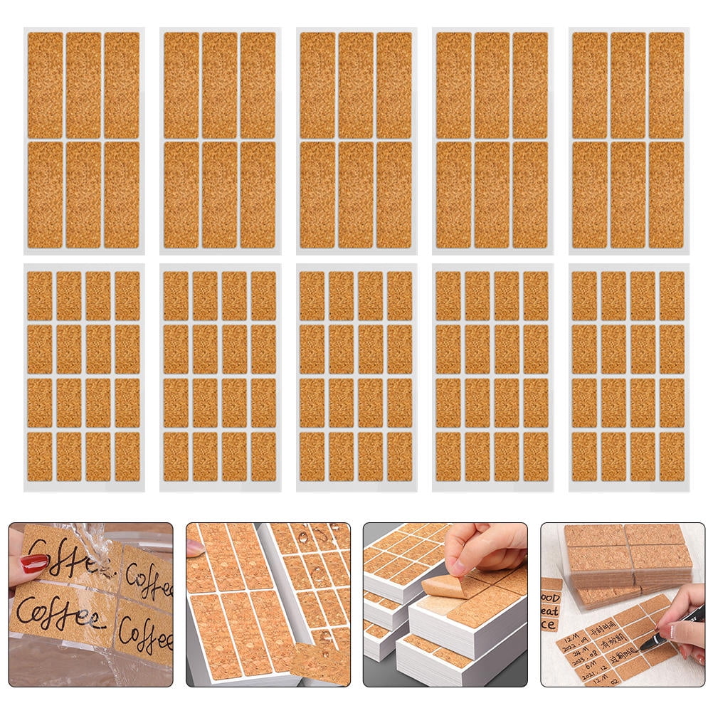 COMPUKAS 24 Sheets Waterproof Rectangular Cork Stickers for Home Use ...