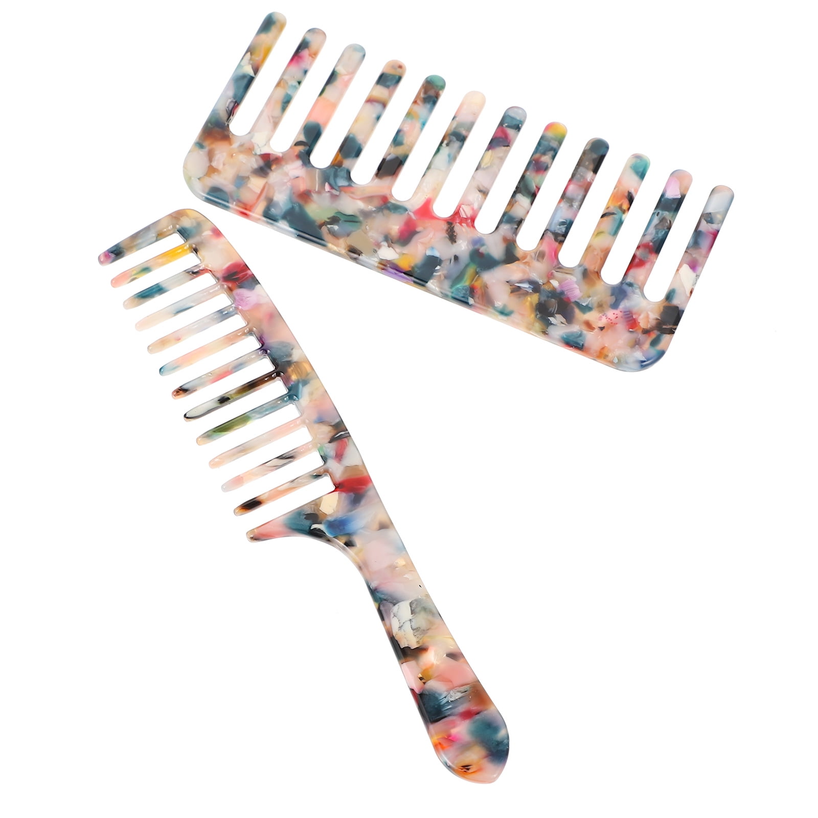 COMPUKAS 2Pcs Assorted Color Wide Tooth Design Combs for Relaxation and ...