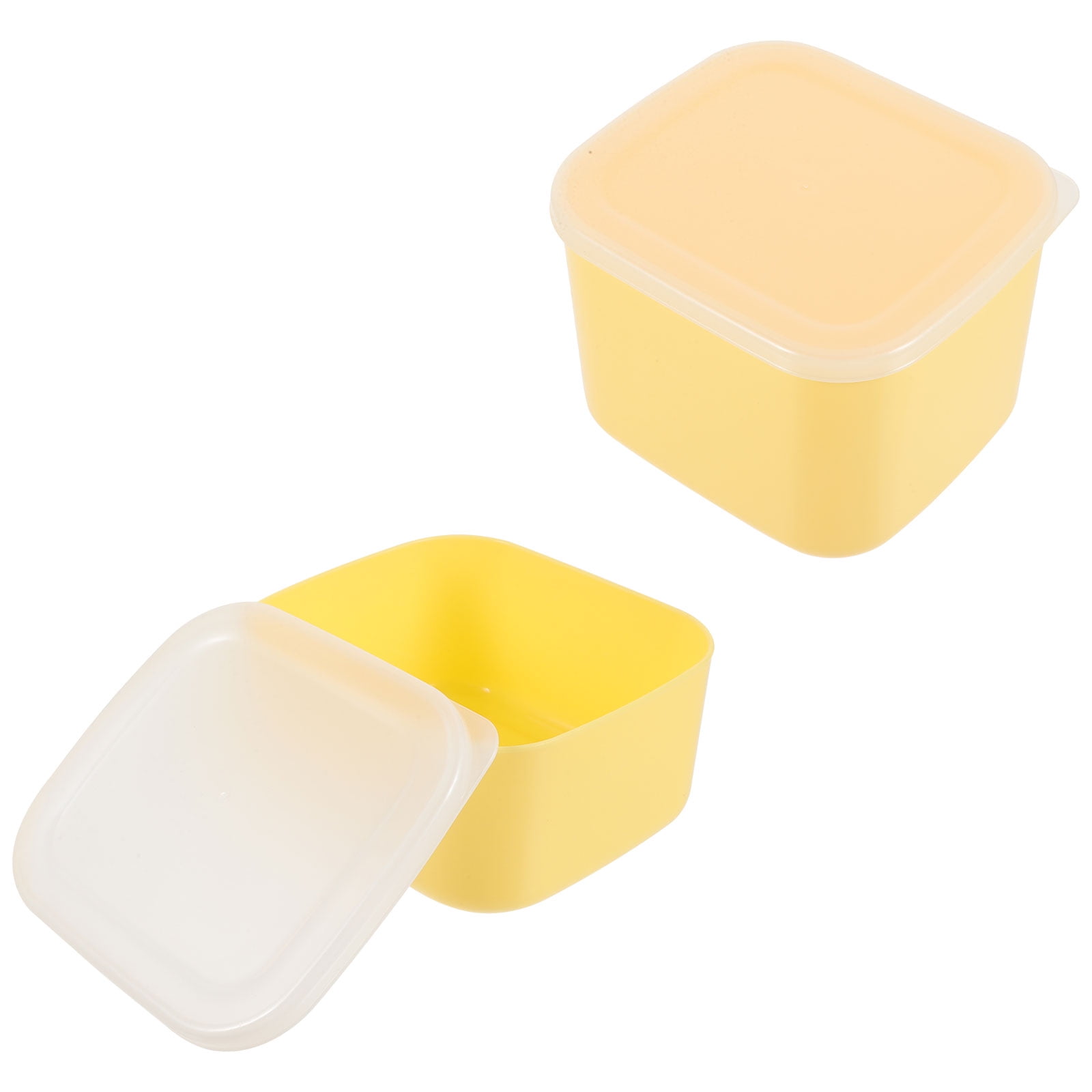 COMPUKAS 2Pcs Yellow Square Cheese Slices Storage Boxes Made of PP ...