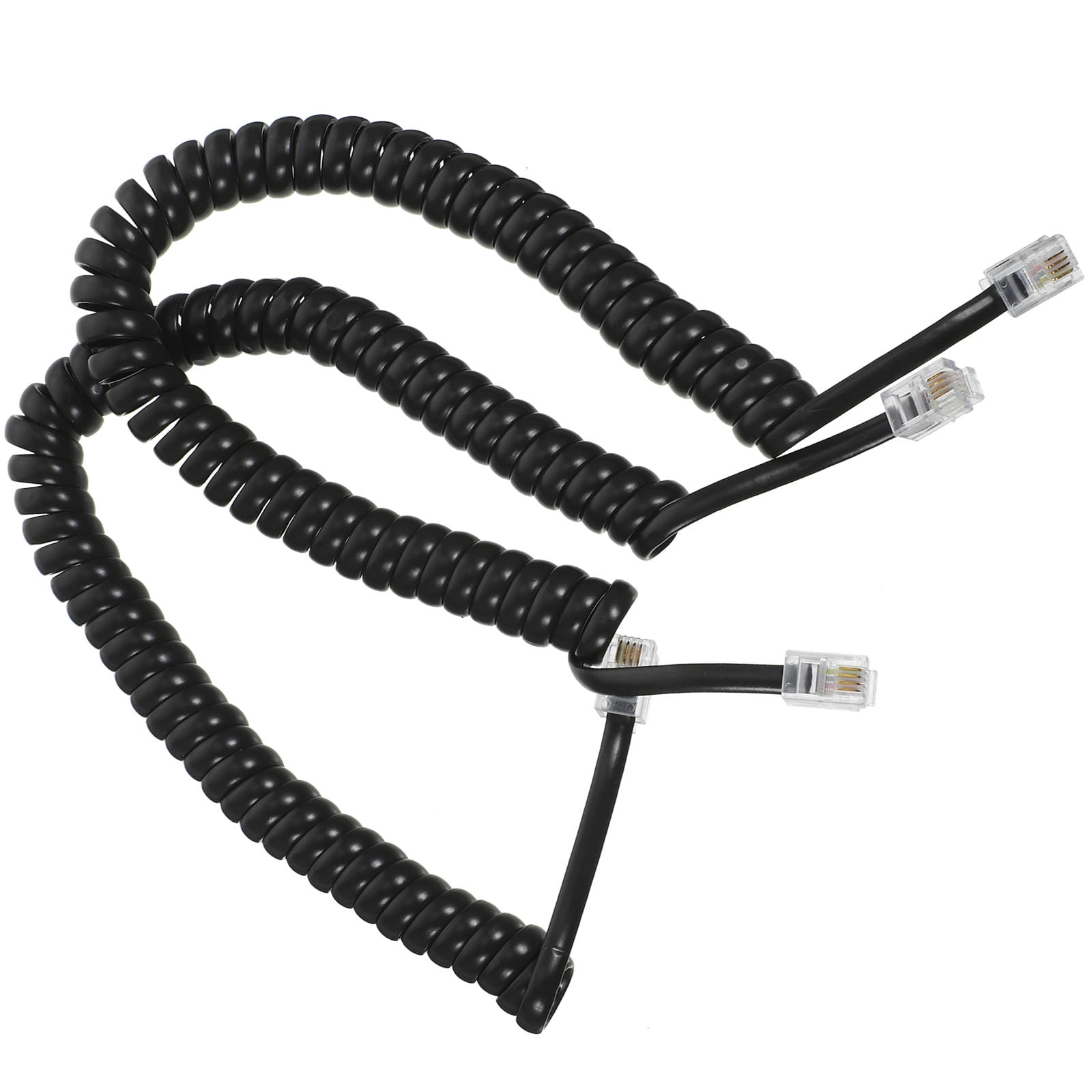 COMPUKAS 2Pcs Coiled Black Telephone Cord for Landline Phones 9.04X0 ...