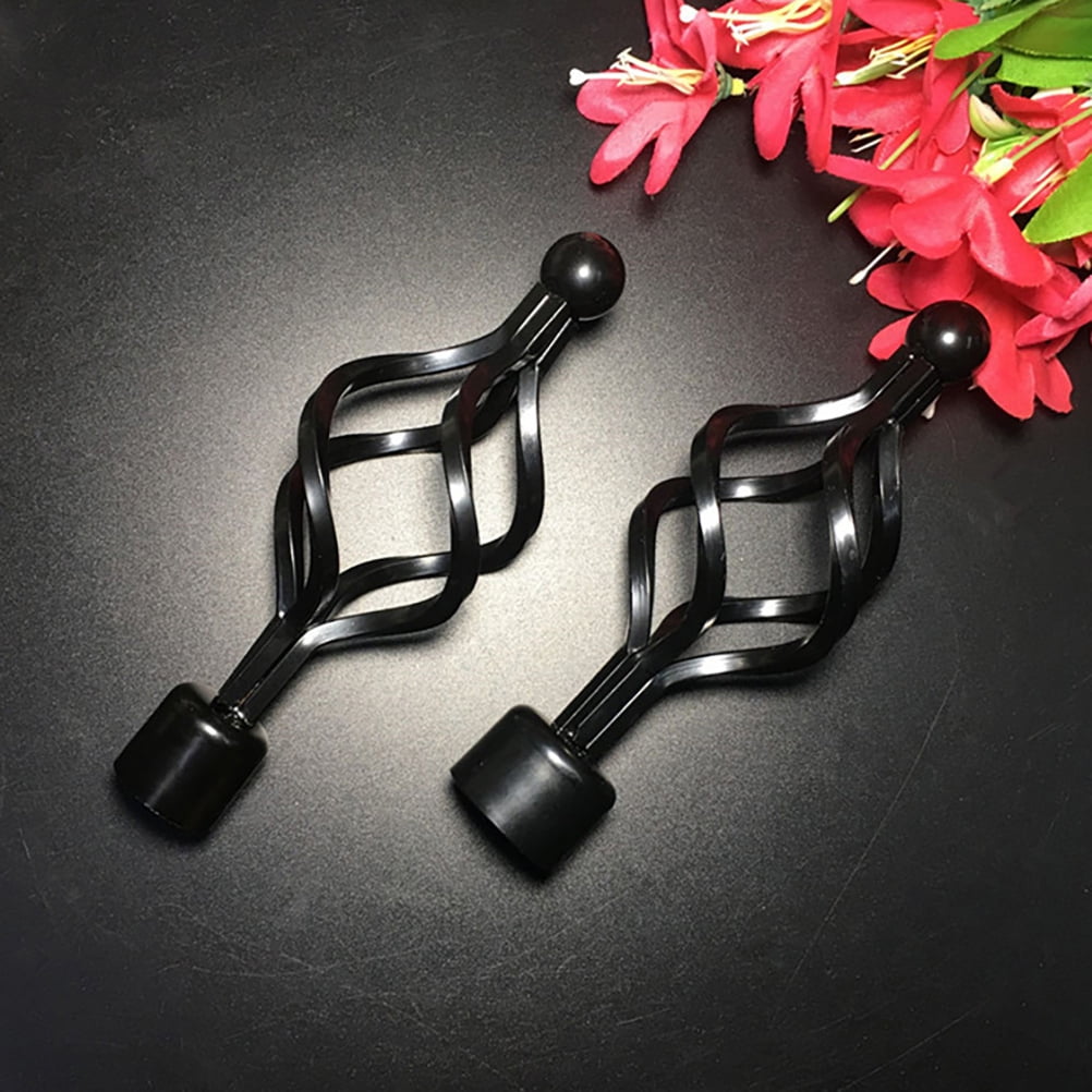 COMPUKAS 2Pcs Curtain Rod End Caps in Black Iron for Dining Room and ...