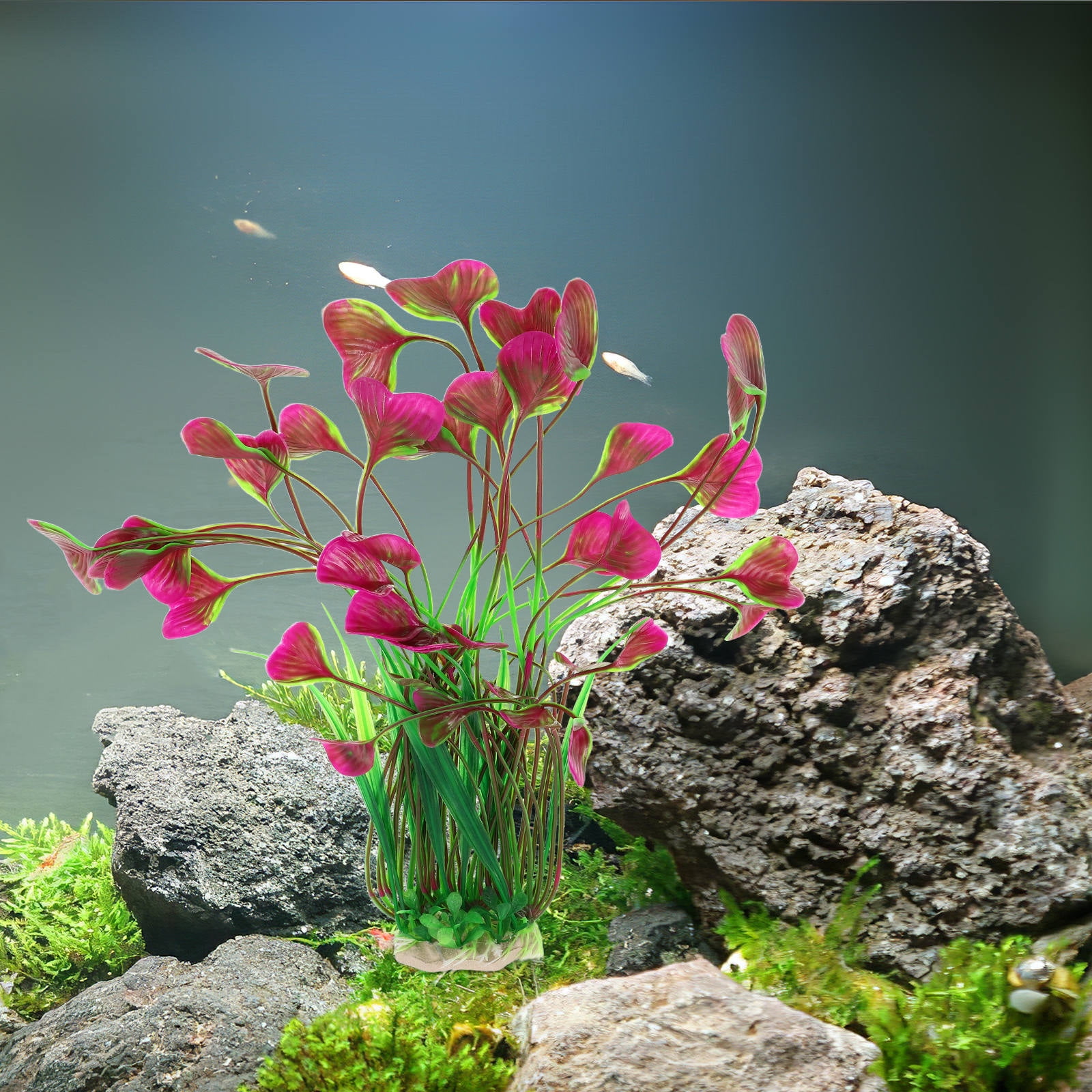 COMPUKAS 2-Pack Red Plastic Aquarium Plants with Dense Foliage ...