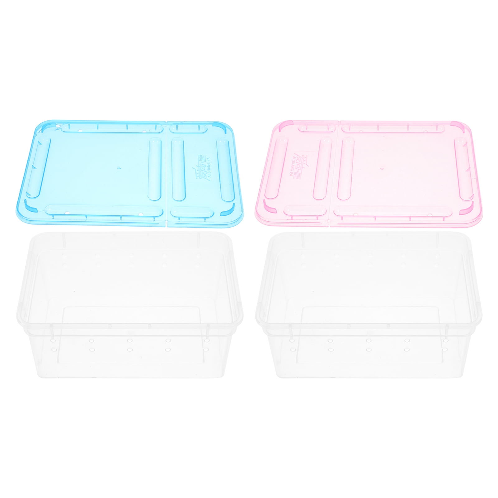 COMPUKAS 2Pcs Reptile Feeding Box Plastic Rectangular Assorted Color ...