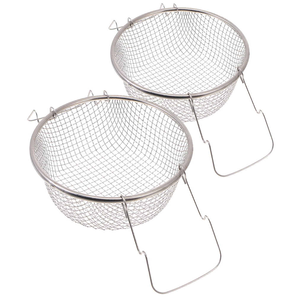 COMPUKAS 2Pcs Stainless Steel Frying Basket With Ergonomic Handle ...