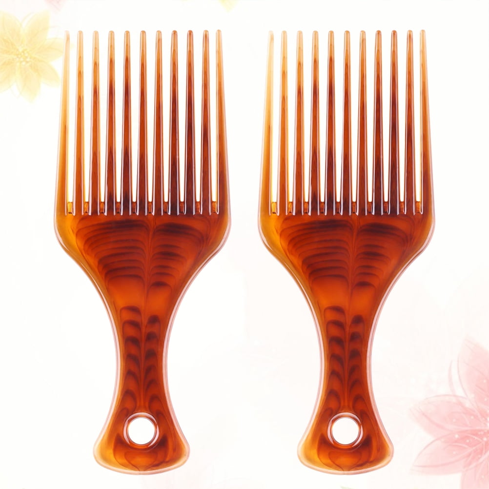 COMPUKAS 2Pcs Travel Plastic Hair Comb with Handle Coffee Color ...