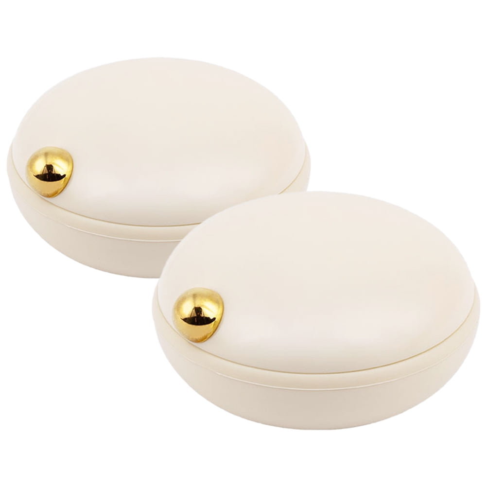 COMPUKAS 2Set Travel Pill Organizer Portable Small Pill Case Round ...